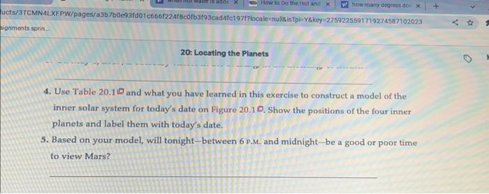 Solved 20. Locating the Planets\r\n\r\n\r\n4. Use Table | Chegg.com