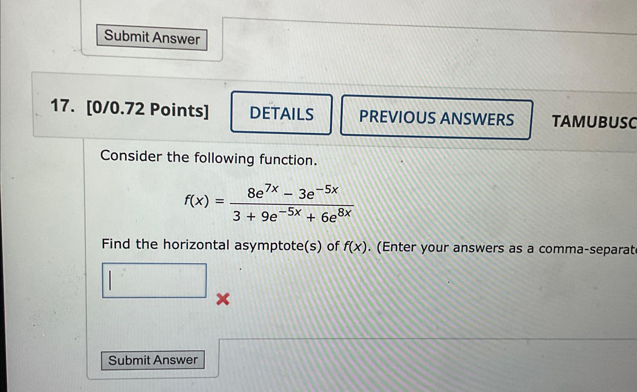 Solved Submit Answer17. ﻿ Points]TAMUBUSCConsider the | Chegg.com