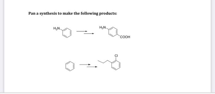 Solved Pan a synthesis to make the following products: | Chegg.com