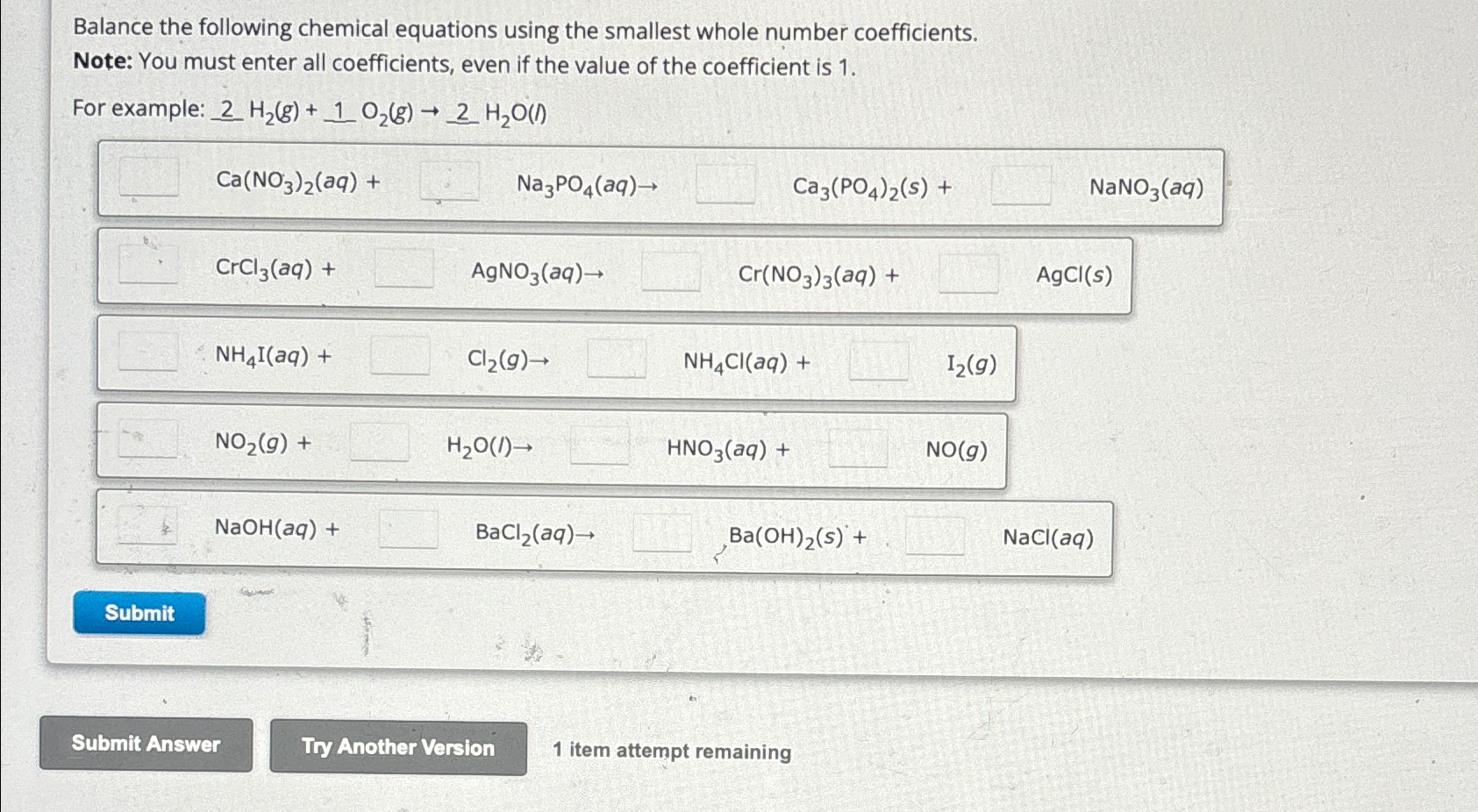 Balance the following chemical equations using the | Chegg.com