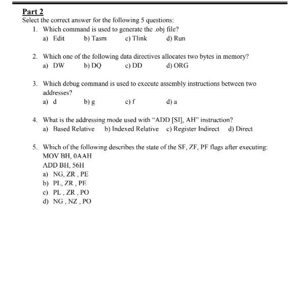 Solved Select the correct answer for the following 5 | Chegg.com