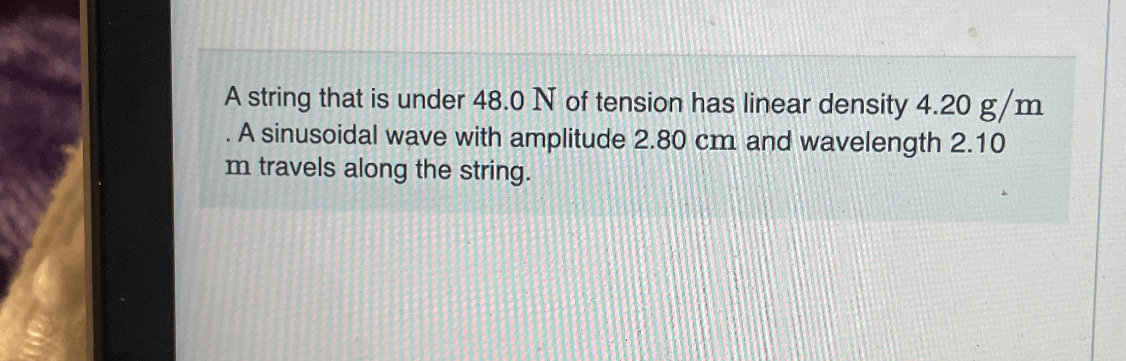 Solved A string that is under 48.0 ﻿N of tension has linear | Chegg.com