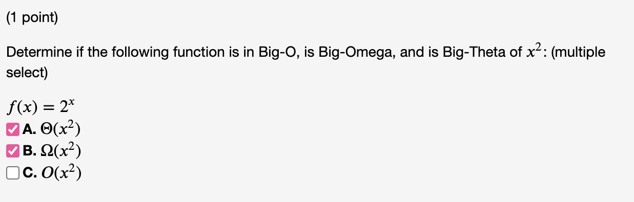 Solved (1 ﻿point)Determine if the following function is in | Chegg.com