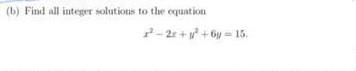 Solved (b) Find all integer solutions to the equation | Chegg.com