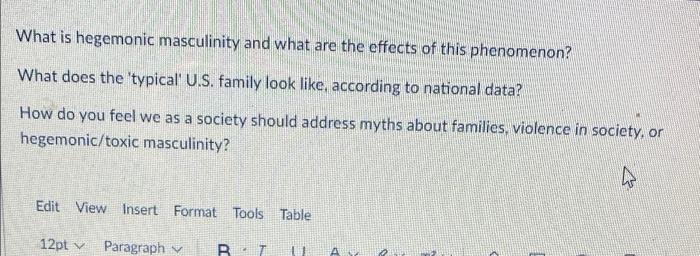 Solved What is hegemonic masculinity and what are the | Chegg.com