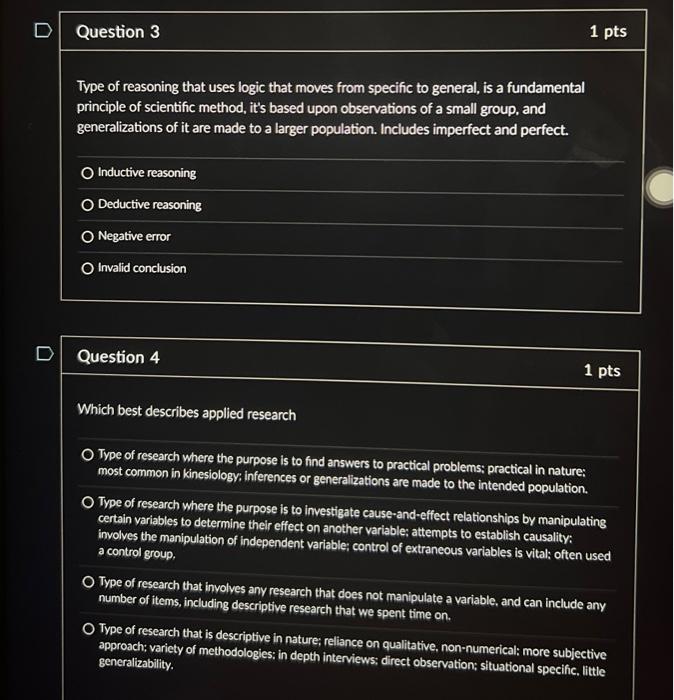 Solved Question 3 1 pts Type of reasoning that uses logic | Chegg.com