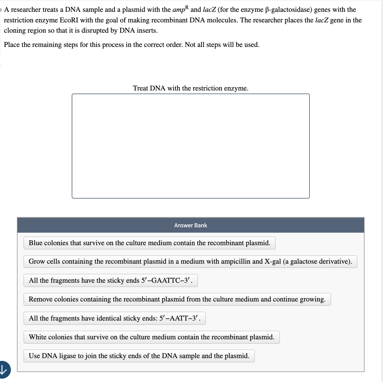 Solved A researcher treats a DNA sample and a plasmid with | Chegg.com