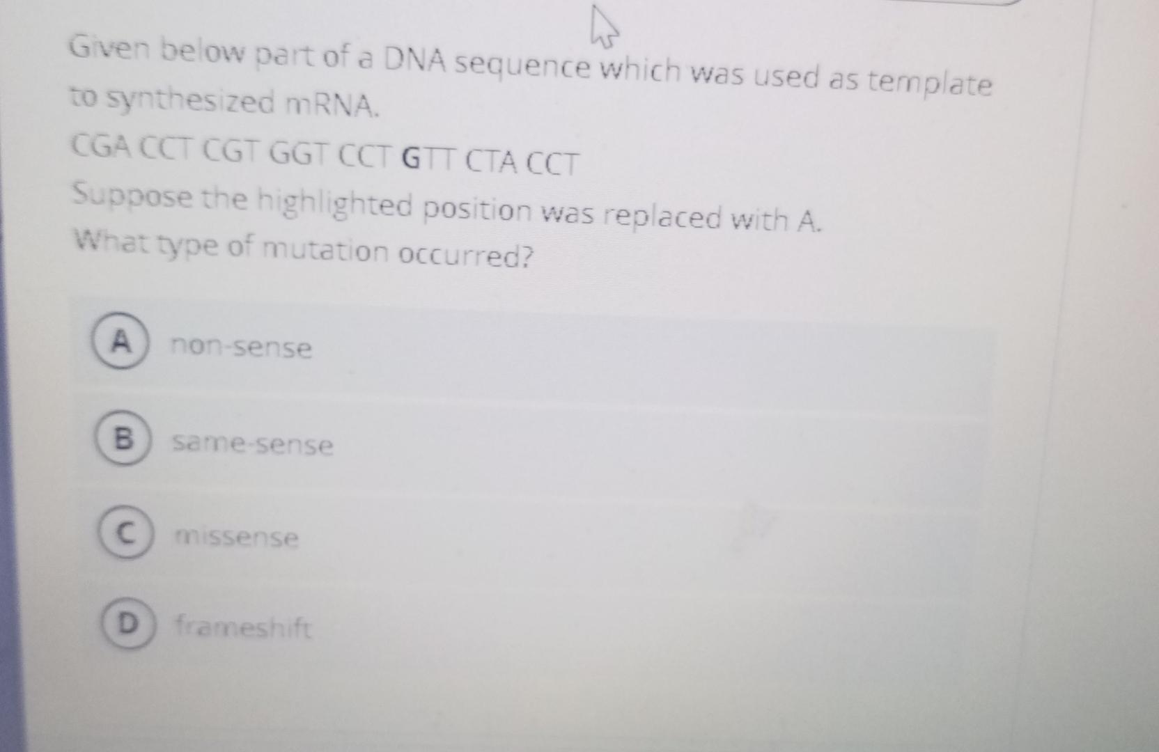 Solved Given below part of a DNA sequence which was used as | Chegg.com