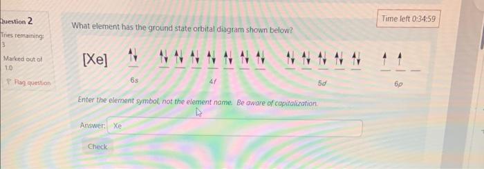 Solved What element has the ground state orbital diagram | Chegg.com