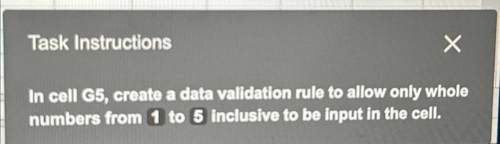 Solved Task InstructionsIn cell C5, ﻿create a data | Chegg.com
