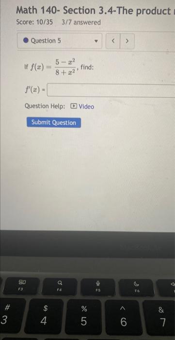 Solved Math 140- Section 3.4-The product Score: 10/35 3/7 | Chegg.com
