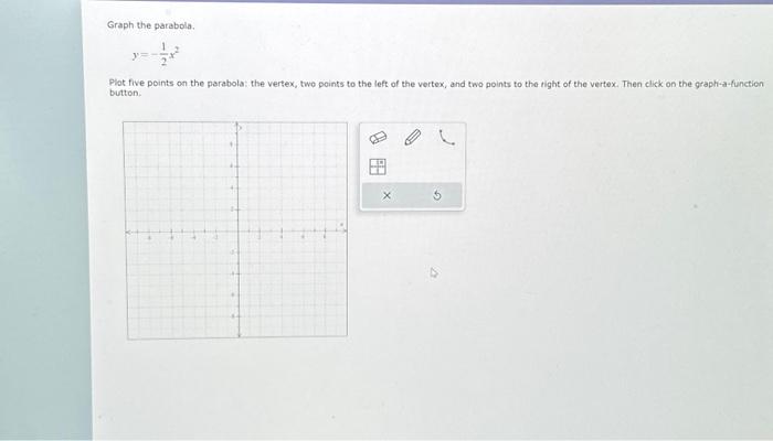 Solved Graph the parabola. y=−21x2 Plot five points on the | Chegg.com
