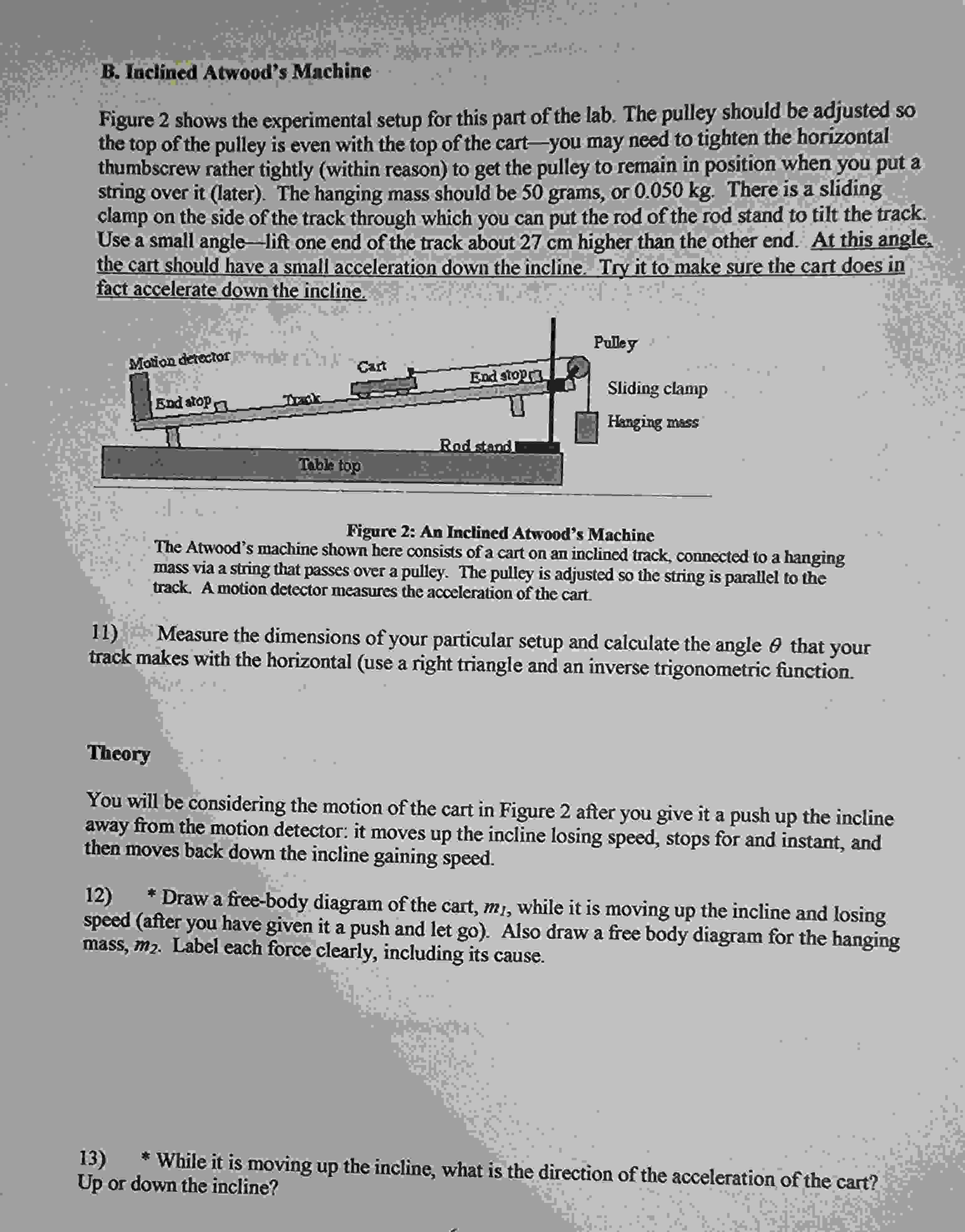 Solved B. ﻿Inclined Atwood's Machine *ANSWER STARRED | Chegg.com