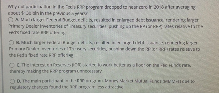 Solved Why did participation in the Fed's RRP program | Chegg.com