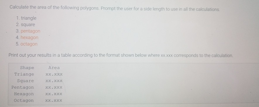 Solved Calculate the area of the following polygons, Prompt | Chegg.com