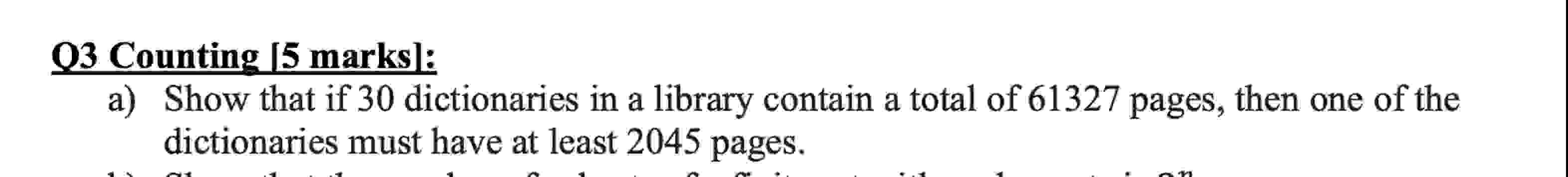 Solved Q3 ﻿Counting [5 ﻿marks]:a) ﻿Show that if 30 | Chegg.com