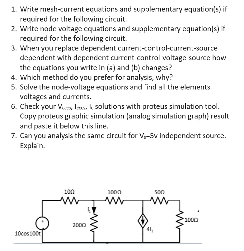 Solved Write mesh-current equations and supplementary | Chegg.com