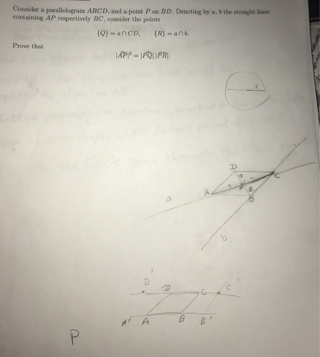 Solved Consider a parallelogram ABCD, and a point P on BD. | Chegg.com