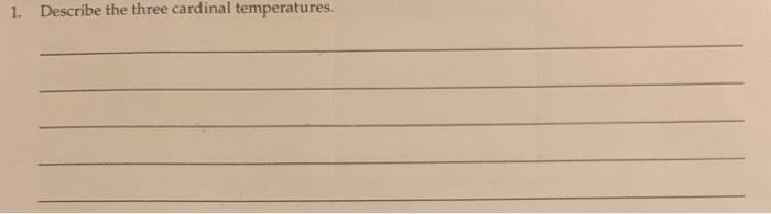 Solved 1. Describe the three cardinal temperatures. | Chegg.com