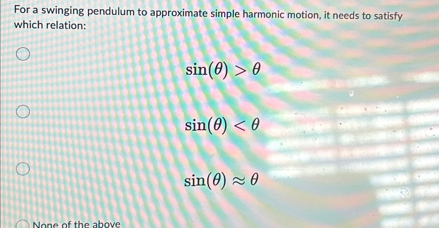 Solved For a swinging pendulum to approximate simple | Chegg.com