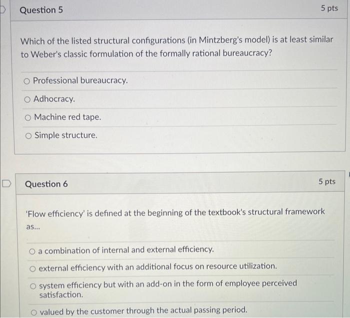 Solved Which of the listed structural configurations (in | Chegg.com