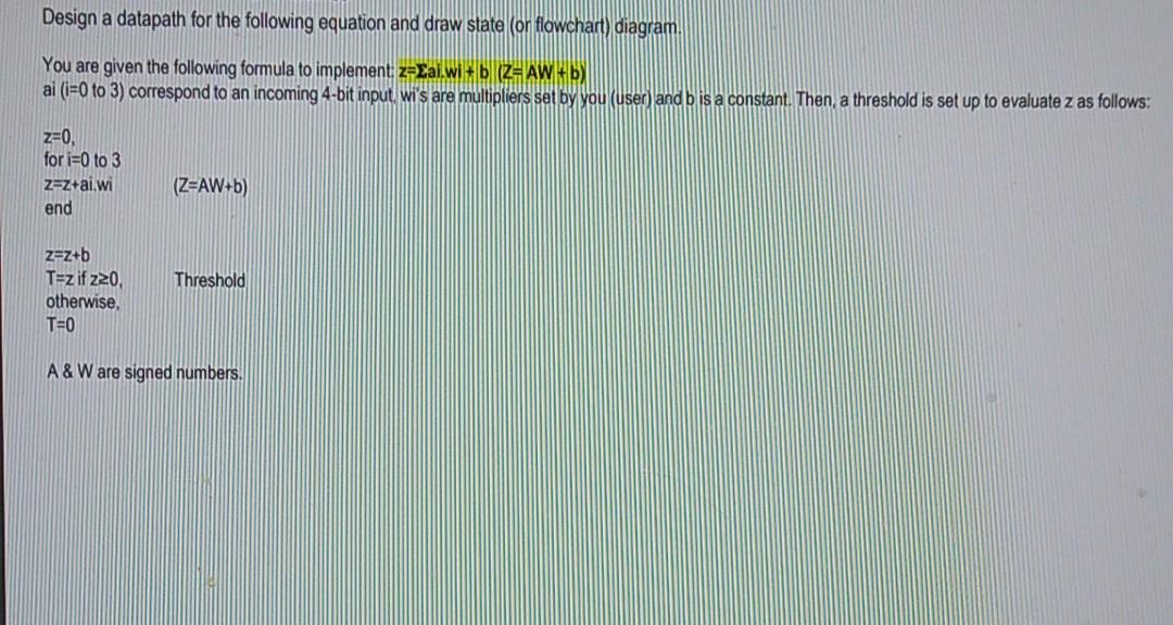 Solved Design a datapath for the following equation and draw | Chegg.com