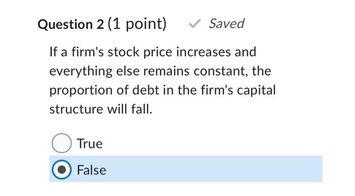 Solved If a firm's stock price increases and everything else | Chegg.com