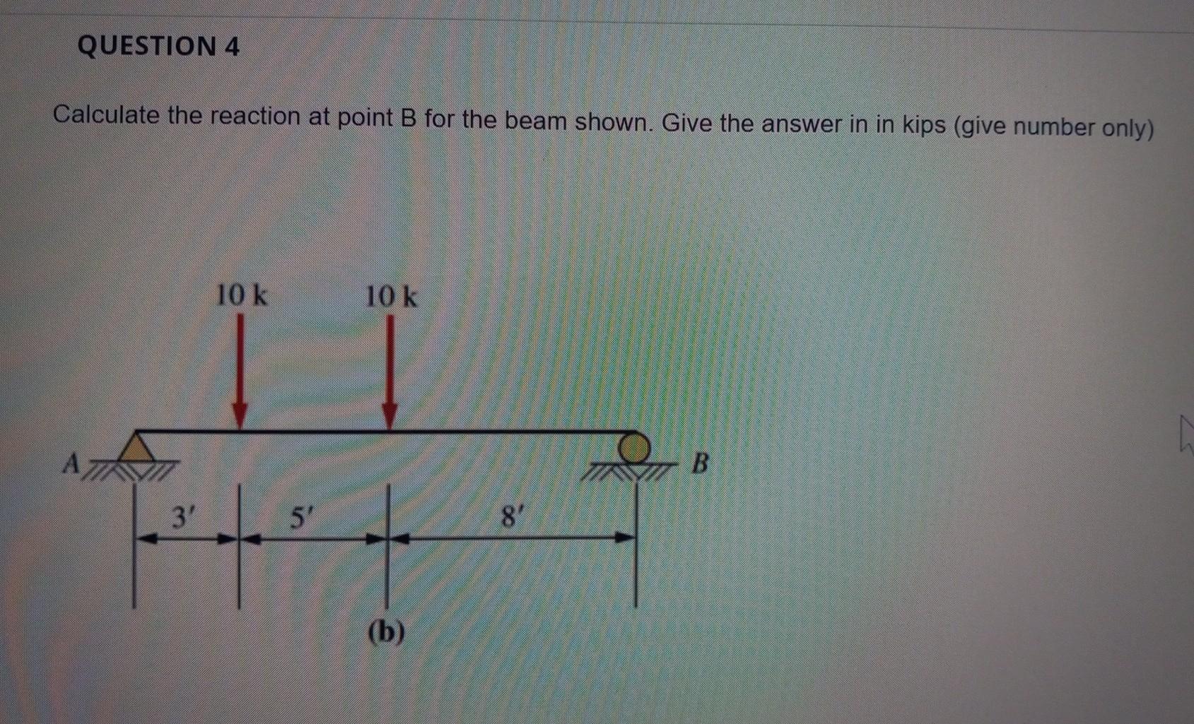 Solved Calculate the reaction at point B for the beam shown. | Chegg.com