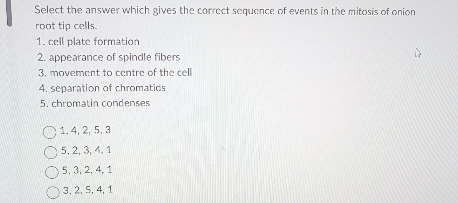 Solved Select the answer which gives the correct sequence of | Chegg.com