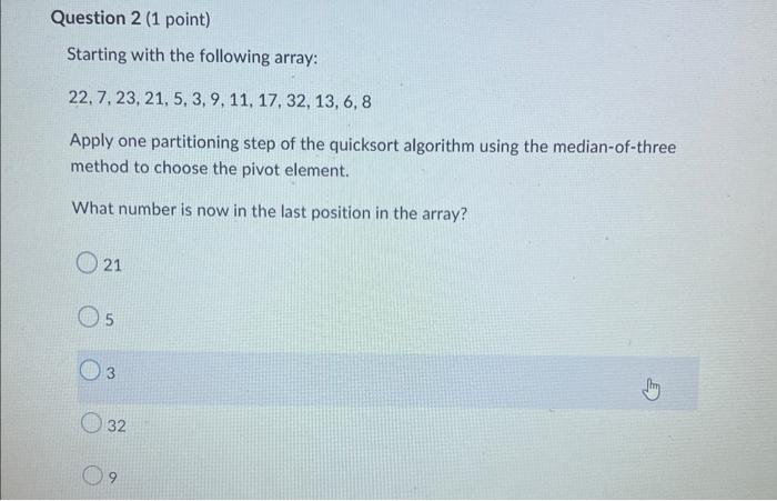 Solved Start with an array initially holding the following | Chegg.com