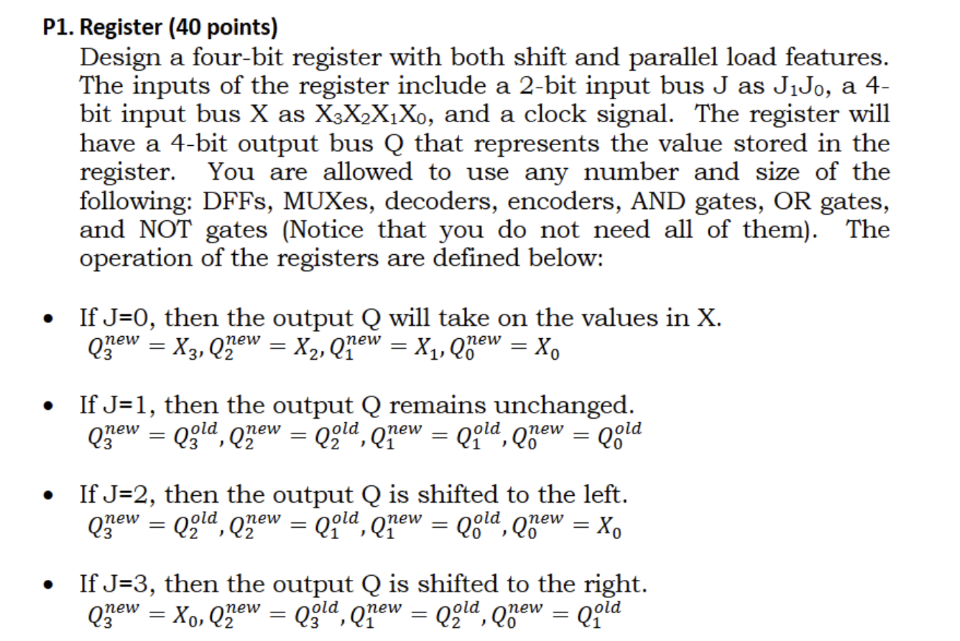Solved P1. ﻿Register (40 ﻿points)Design a four-bit register | Chegg.com