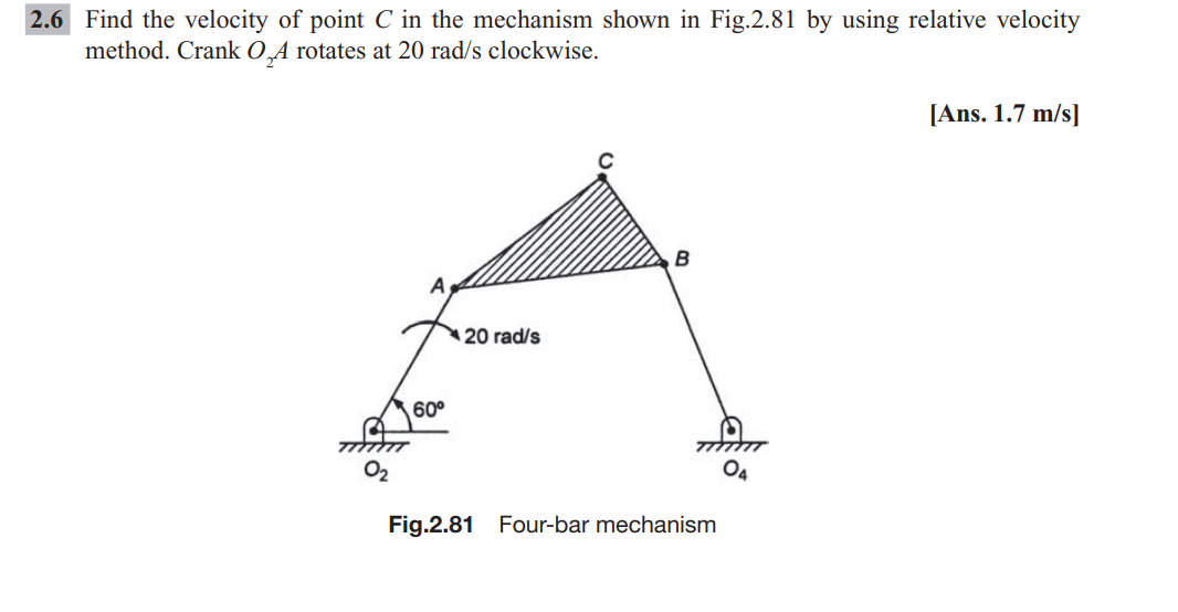 2.6 ﻿Find the velocity of point C ﻿in the mechanism | Chegg.com