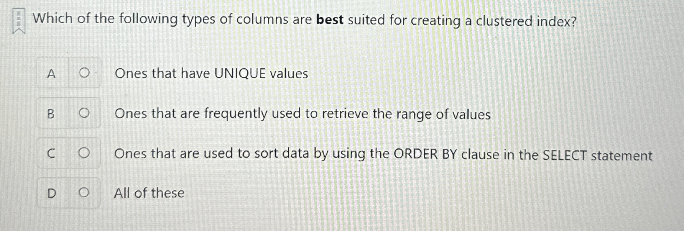 Solved Which of the following types of columns are best | Chegg.com