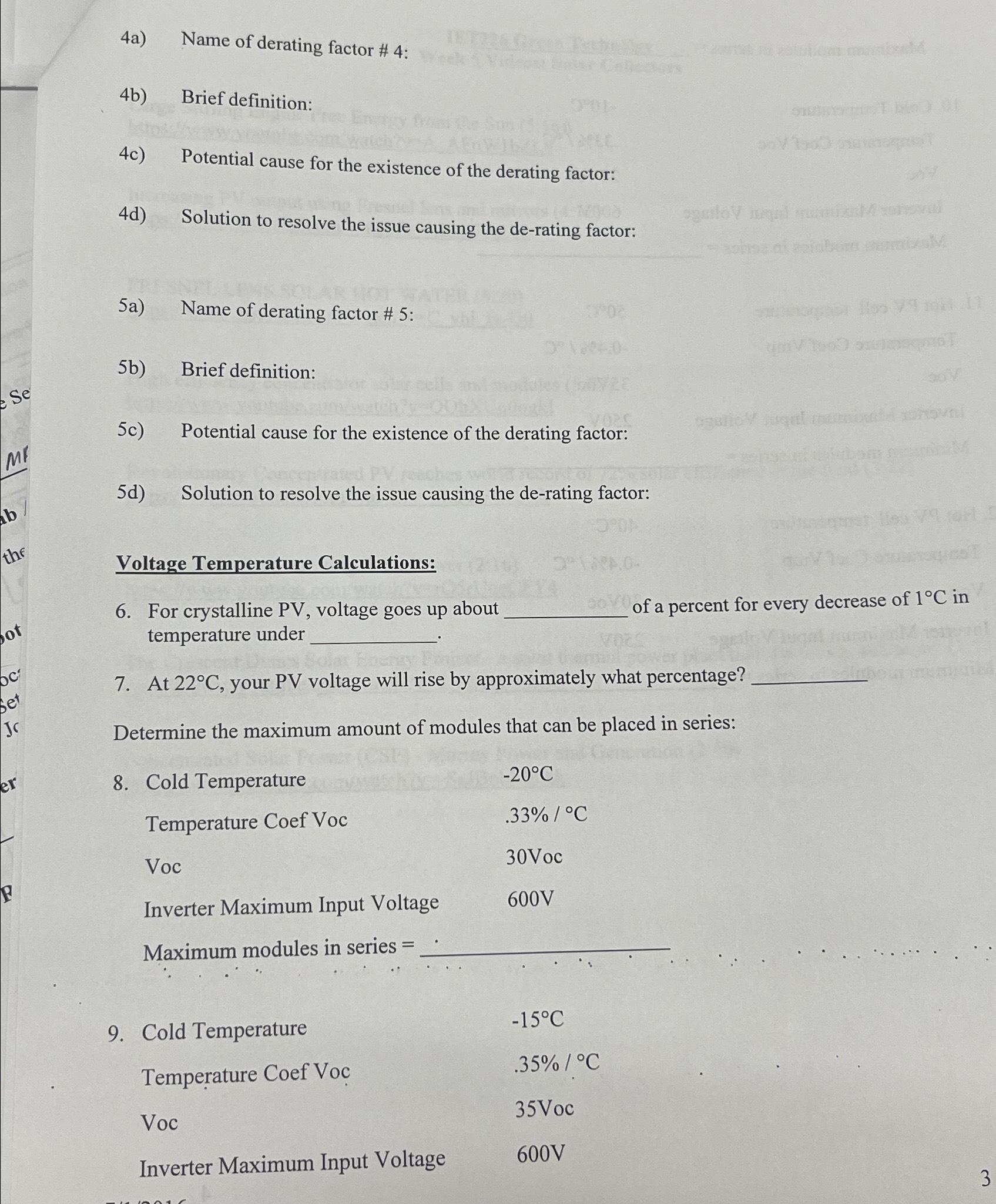 Solved 4a) ﻿Name of derating factor # 4:4b) ﻿Brief | Chegg.com
