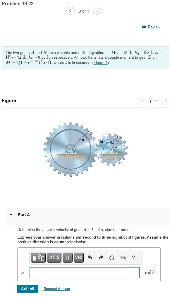Solved Problem 19.22The two gears A and B ﻿have weights and | Chegg.com