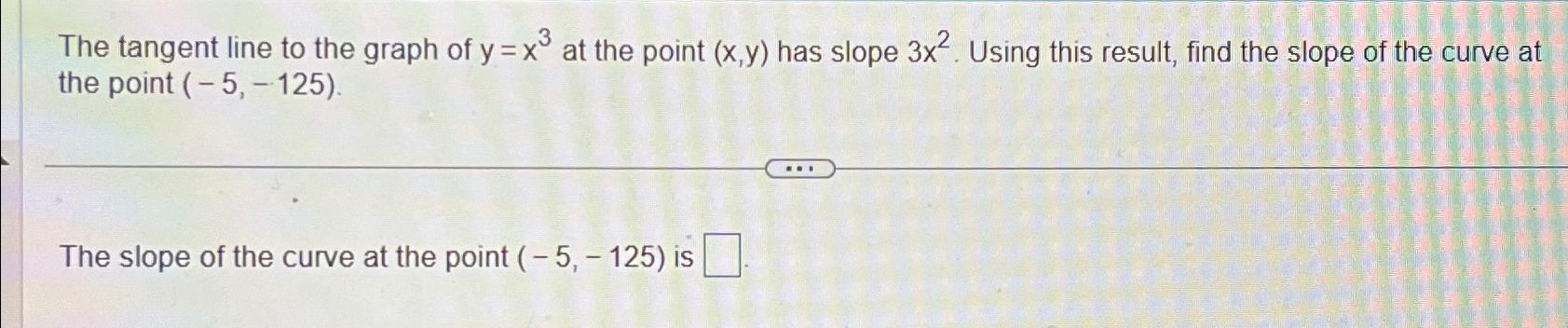 Solved The tangent line to the graph of y=x3 ﻿at the point | Chegg.com