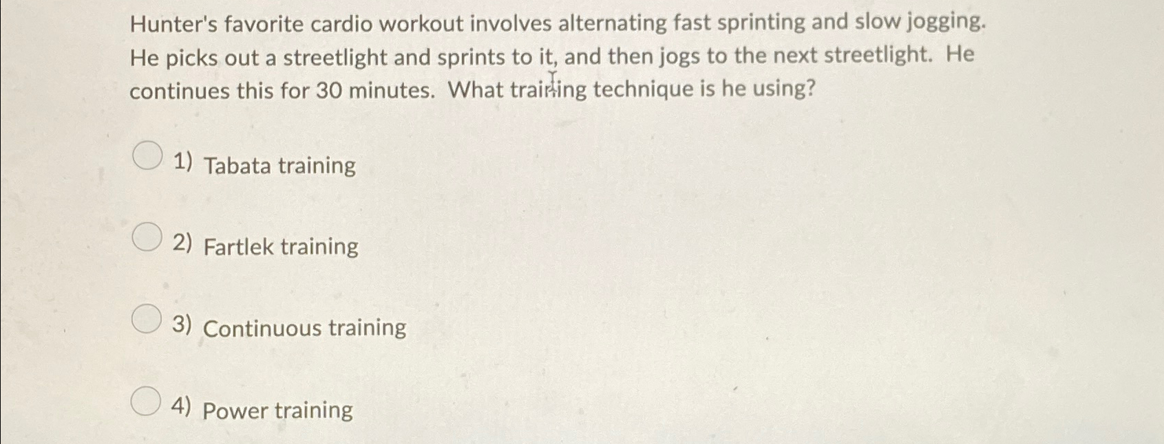 Solved Hunter's favorite cardio workout involves alternating | Chegg.com