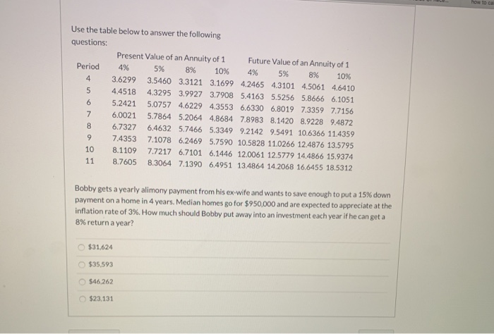 Solved how to Use the table below to answer the following | Chegg.com