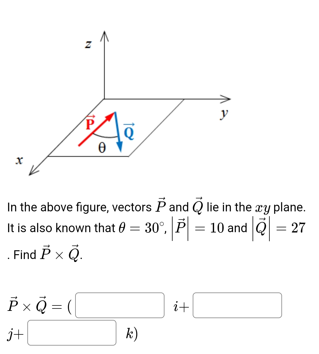 Solved In the above figure, vectors vec(P) ﻿and vec(Q) ﻿lie | Chegg.com