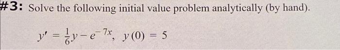 Solved 3: Solve the following initial value problem | Chegg.com
