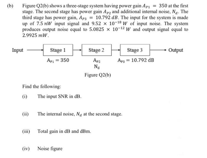 Solved (b) Figure Q2(b) shows a three-stage system having | Chegg.com