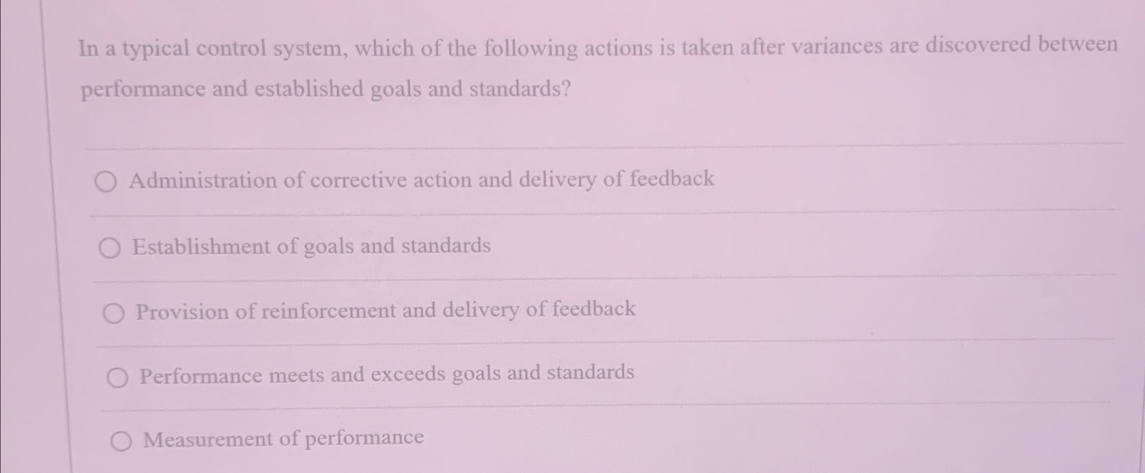 Solved In a typical control system, which of the following | Chegg.com