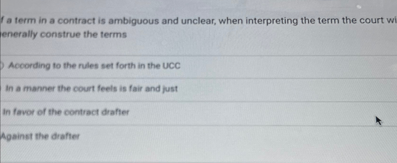 Solved f a term in a contract is ambiguous and unclear, when | Chegg.com