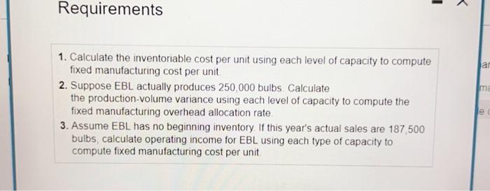 Solved Data tableRequirements 1. Calculate the inventoriable | Chegg.com