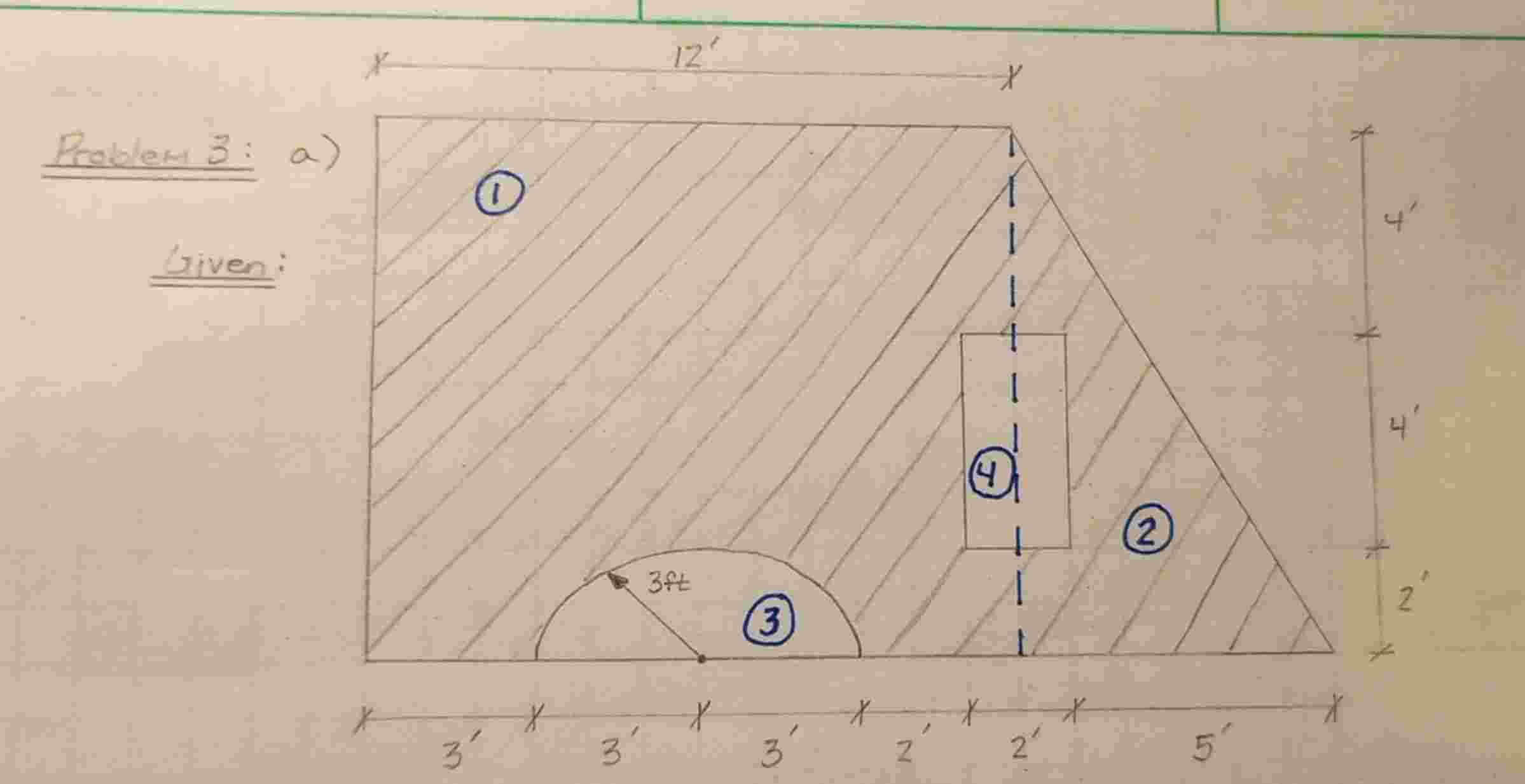 Solved Problem 3: The given composite areas in a) ﻿and b) | Chegg.com