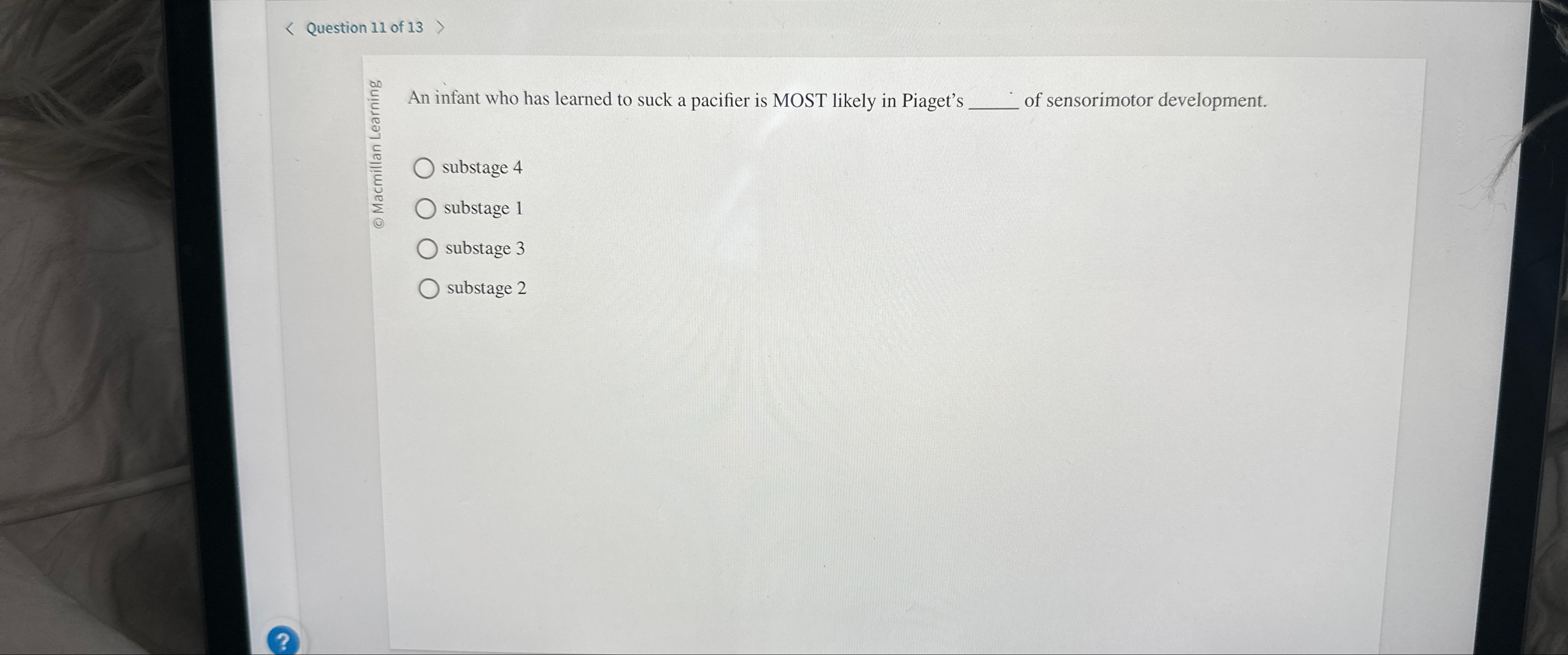 Solved Question 11 ﻿of 13An infant who has learned to suck a | Chegg.com
