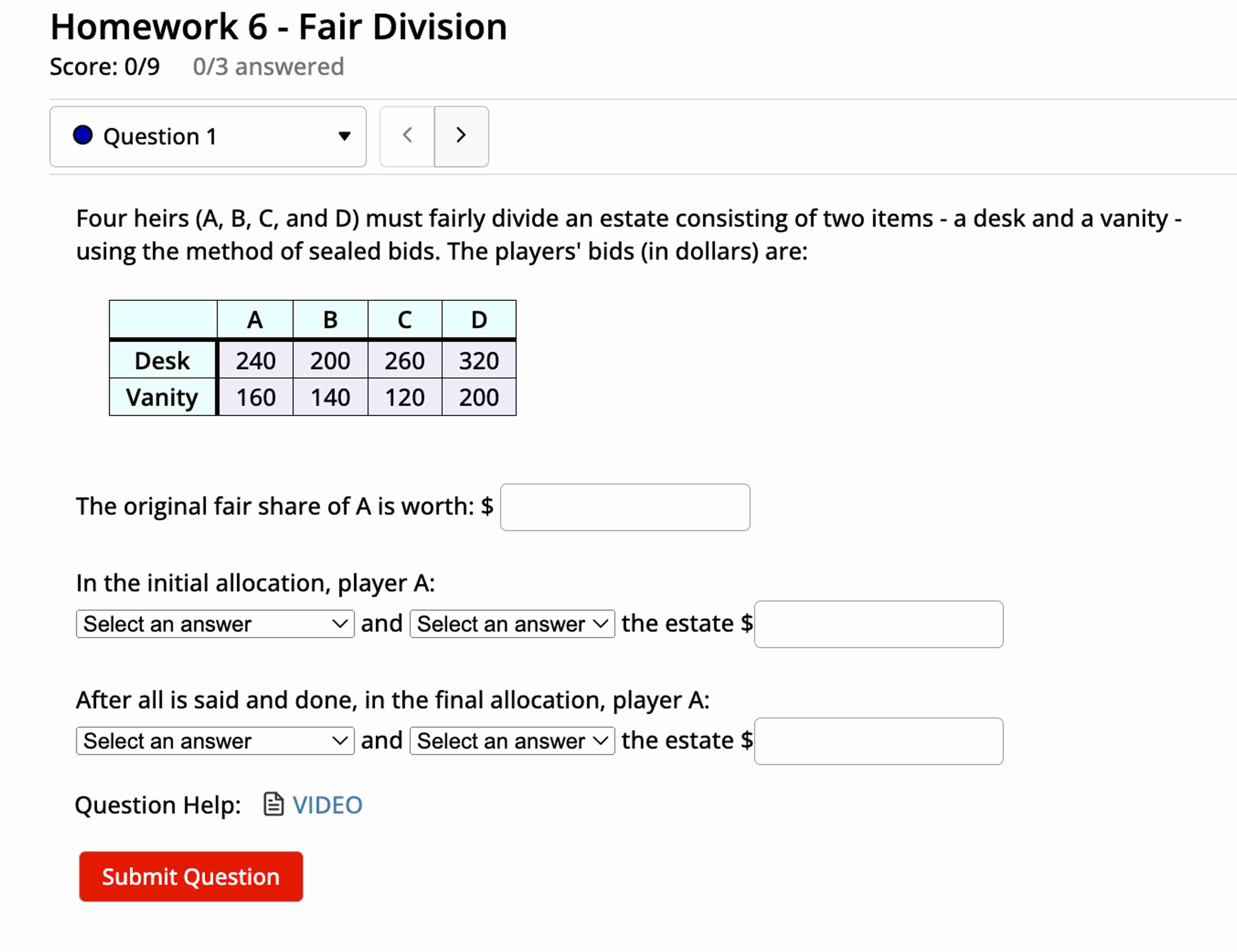 Solved Four heirs (A, ﻿B, ﻿C, ﻿and D) ﻿must fairly divide an | Chegg.com