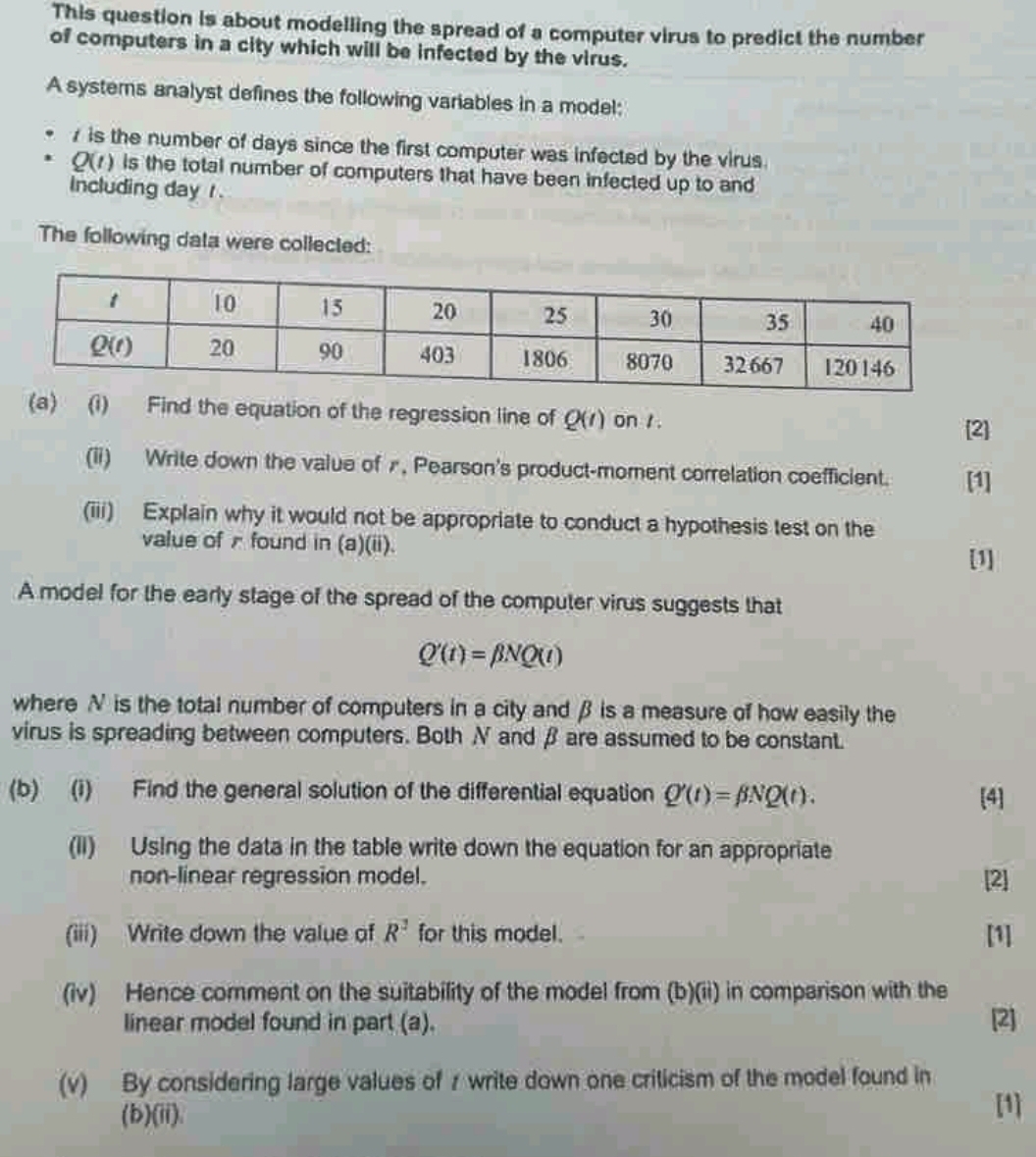 Solved This question is about modelling the spread of a | Chegg.com