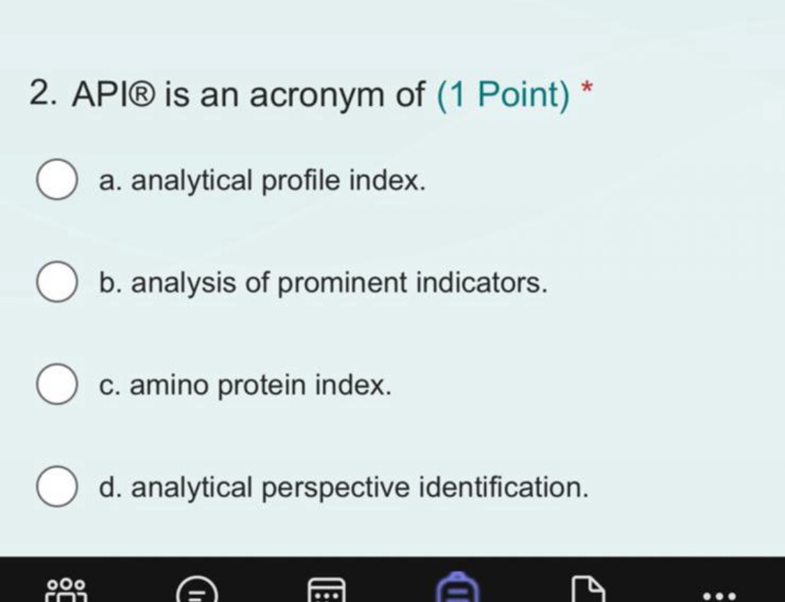 Solved API® ﻿is an acronym of (1 ﻿Point) *a. ﻿analytical | Chegg.com