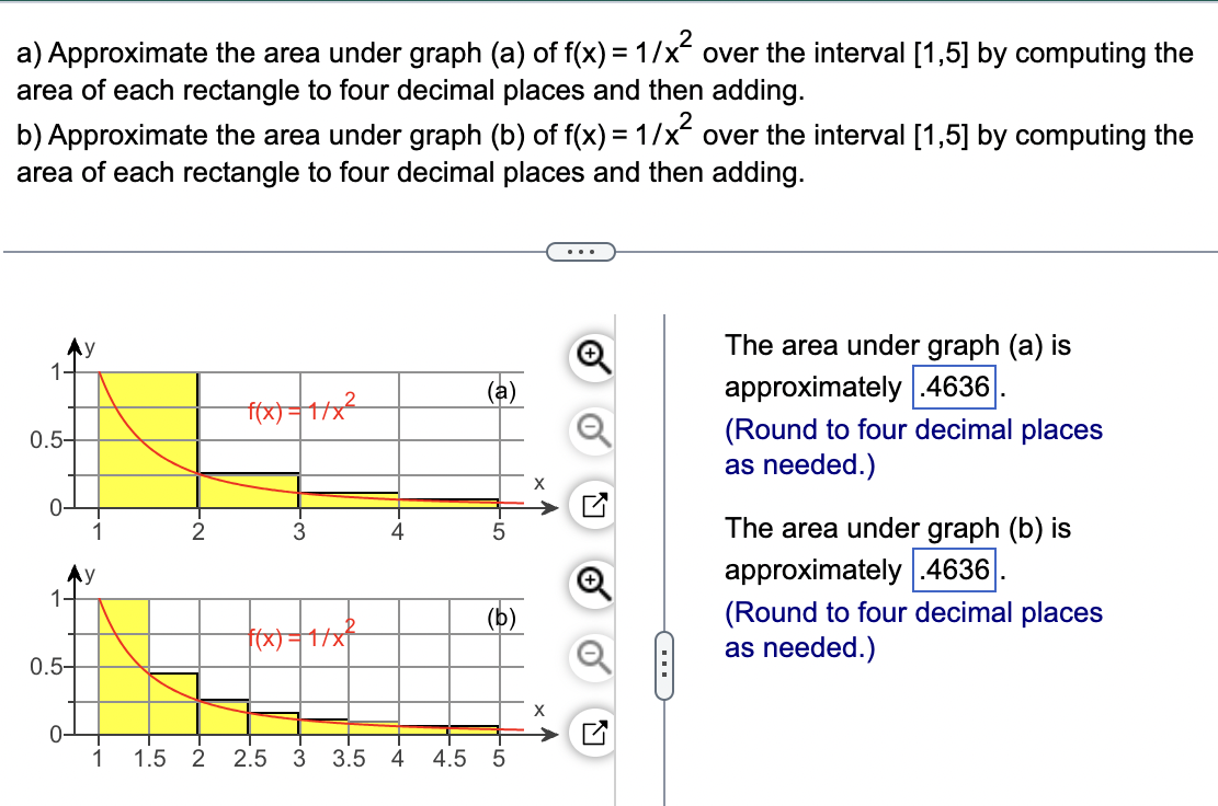 Solved a) ﻿Approximate the area under graph (a) ﻿of f(x)=1x2 | Chegg.com